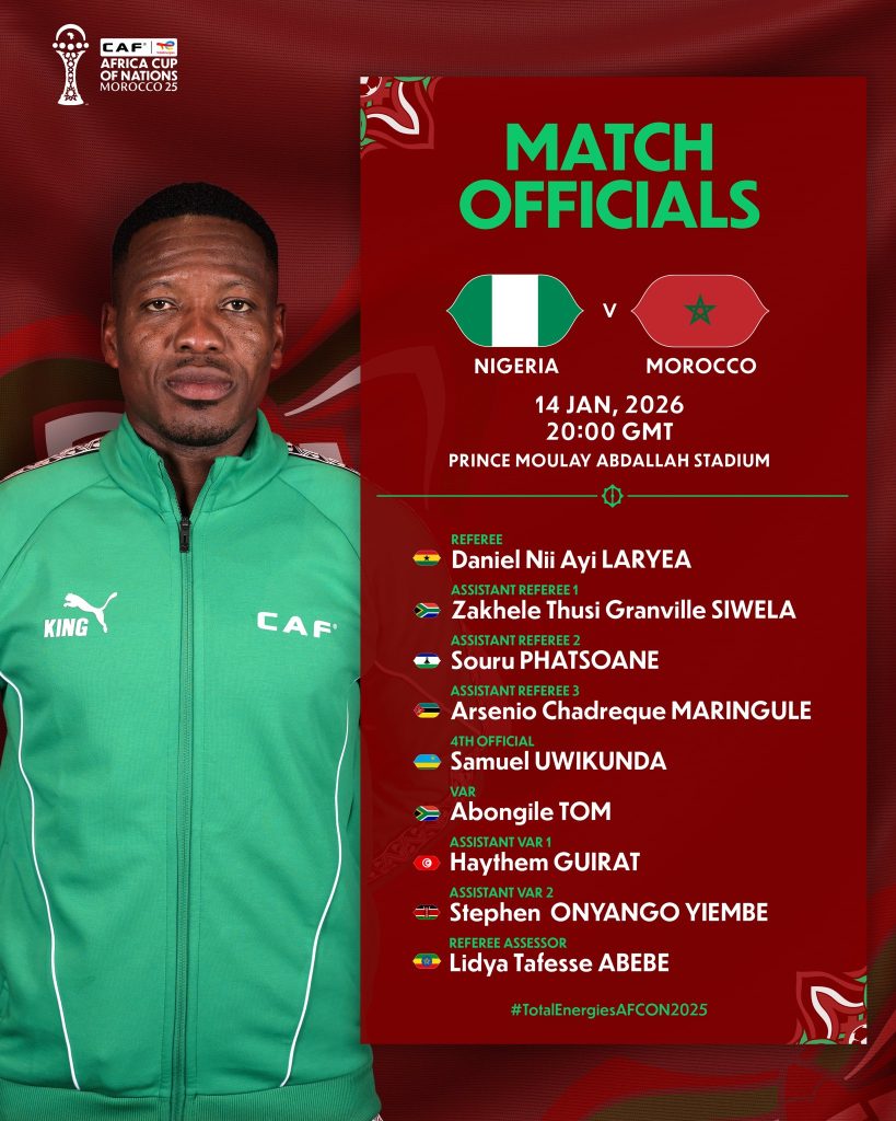 2025 AFCON: Ghana’s Daniel Laryea to Officiate Nigeria vs Morocco in ...